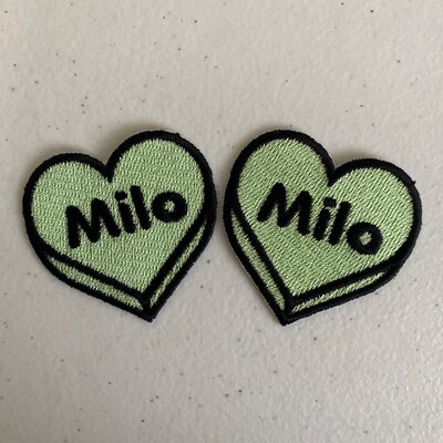 Custom Love Heart Embroidered Patch, Custom Phrase Name Text Love Heart ...