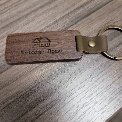 Engraved Wood Key Chain Custom Keychain Gift for Home Car Office ...