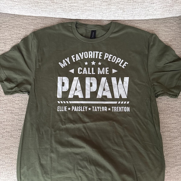 Custom Papaw Shirt With Kids Names, Fathers Day Gift for Papaw, Cool ...