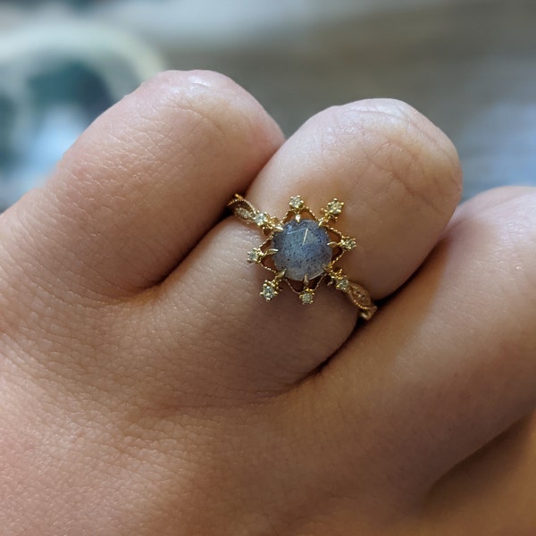 Labradorite Engagement Ring Sun Sunlight Ring Power Uniquid Ring Yellow ...