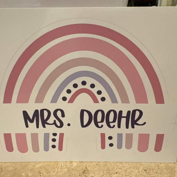 Teacher Name Stickers, Boho Rainbow, Personalized Teacher Sticker - Etsy