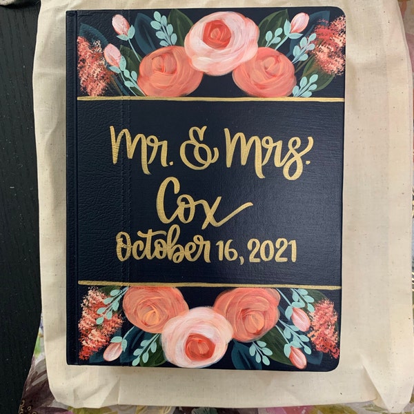 Hand Painted Bible, Wedding Bible, Guest Book, Book Sleeve/case ...