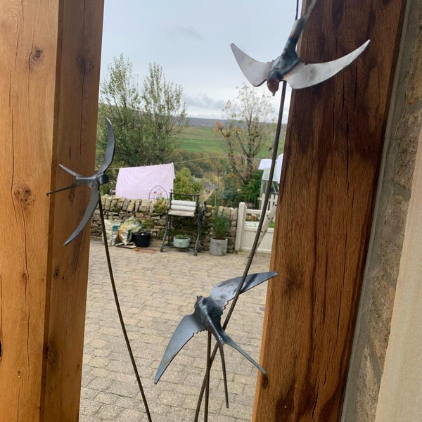 Cuffy's Original Rusty Triple Metal Swallow Scuplture Hand Made in ...