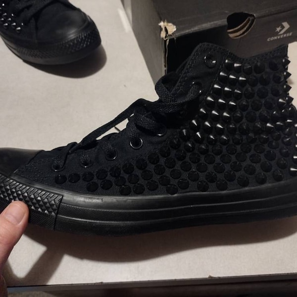 Genuine CONVERSE Monocrome-black With Black Studs All-star Chuck Taylor ...
