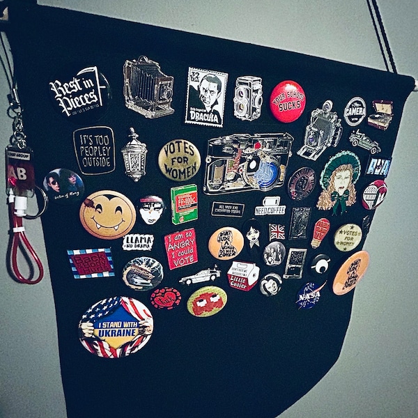 Enamel Pin Banner With Custom Embroidery and Pompom Trim, Canvas Pin ...