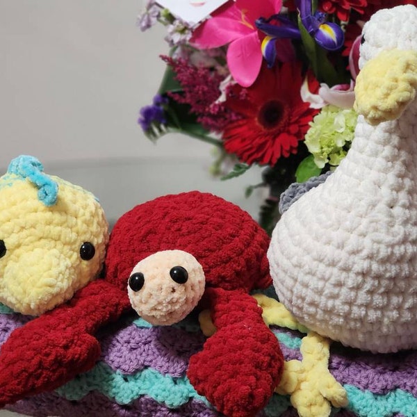 Seagull & Friends Crochet Pattern Pack, Scuttle Seagull, Sebastian Crab ...