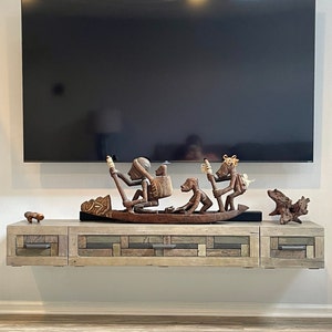 Buy Rustic Wood Farmhouse Floating TV Stand Entertainment Center Online ...
