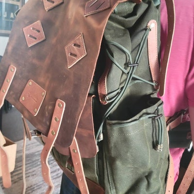 24 Hours Tested 50L Custom Leather Canvas Bushcraft Backpack Camping ...