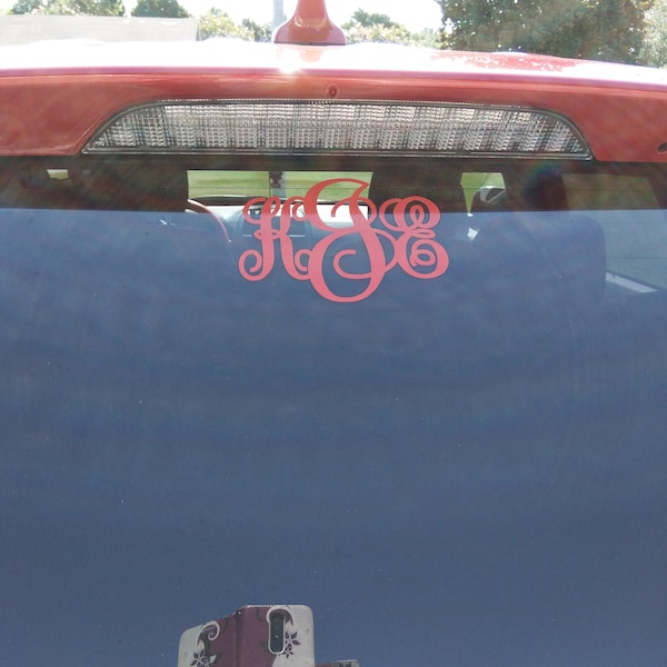 Custom Monogram Car Window Decal - Vine Font - Personalized Initials ...