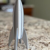 Silver Rocket Ship Container, Retro Rocket Ship With Lid and Storage ...