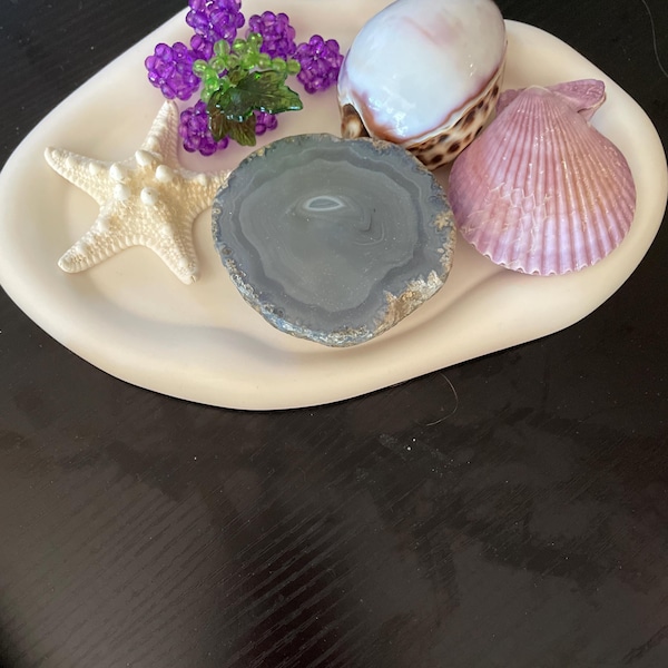 Luna Round Jesmonite Tray | Neutral Jesmonite Homeware | Homemade ...