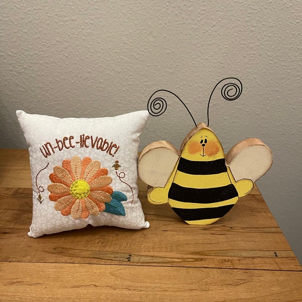 Handmade Embroidered Inspirational Bee Mini Pillows for Tier Trays ...