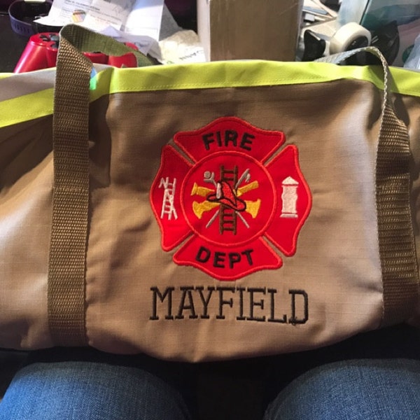 Firefighter Duffel Bag, Personalized Fire Fighter Gift for Him, Gym Bag ...