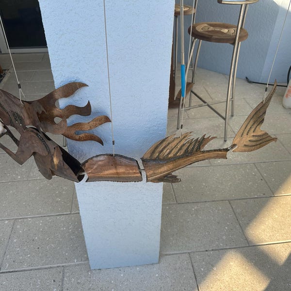 Grouper Fish Mobile, Stainless Steel Sculpture, Kinetic Metal Fish Art ...