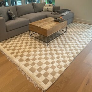Checkerboard Rug Runner, Checker Wool Handmade Rug, Home and Living ...