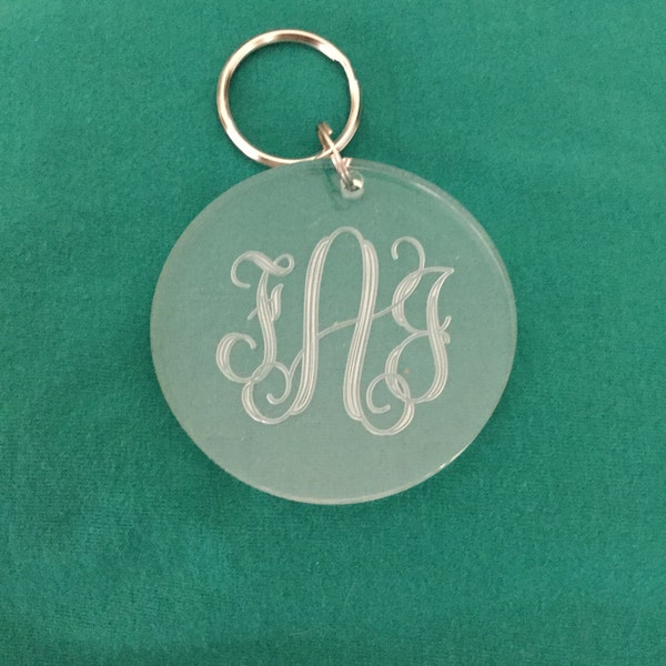 Monogram Key Chain, Round Acrylic Key Ring, Grad Gift, Gift Tag, Gift ...