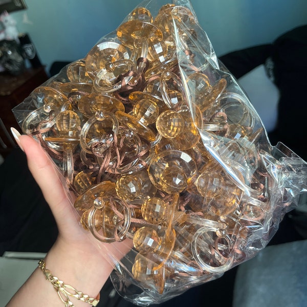 Baby Shower Brown Pacifiers With Brown Ribbon 12pcs Party Favors for ...