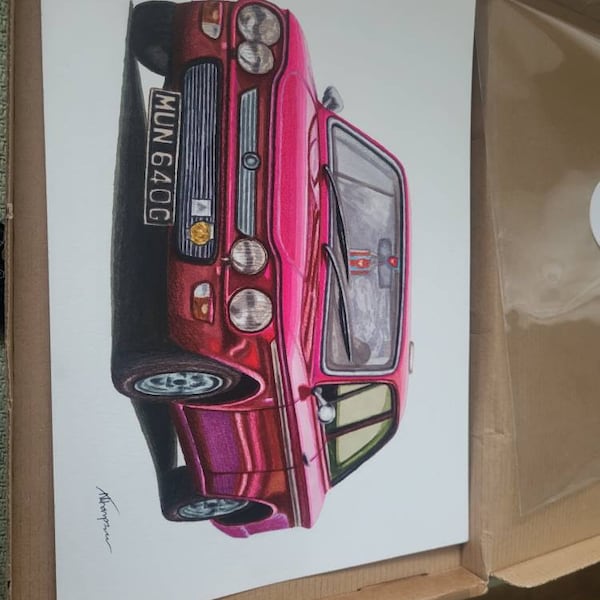 VW Golf GTI MK1 Car Print, Hand Drawn Car Drawing. Perfect Gift for Any ...