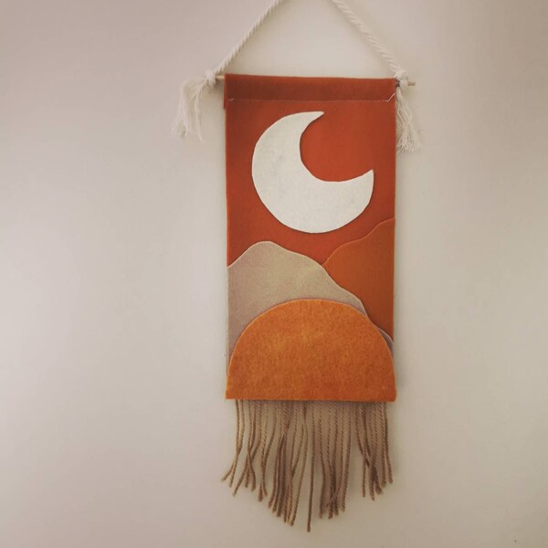 Handmade Felt Rainbow Banner | Boho Rainbow | Natural Muted Earthy ...