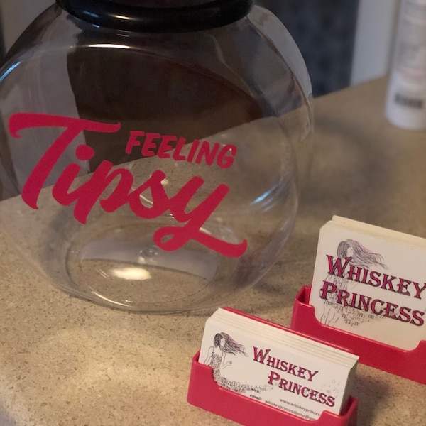 Tip Jar Label, Feeling Tipsy Decal, Tip Jar Sticker, Computer Cut Vinyl ...