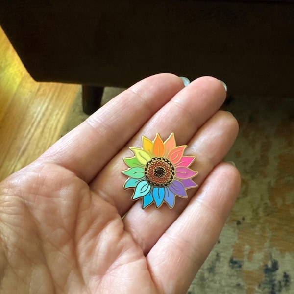 Rainbow Sunflower Pin: Flower Lover Pin | Floral Gift Ideas | Unity ...