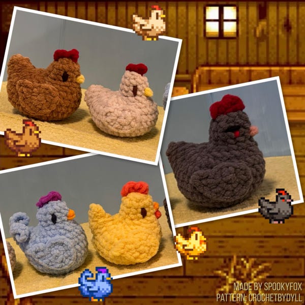 Stardew Valley Chicken Crochet X Cross Stitch Coaster Pattern Bundle ...