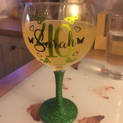 Personalised Bumble Bee Birthday Glitter Glass Gift for Her Gift for ...