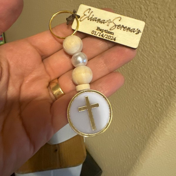Personalized Mini Keychain Favor Christening Favors, Baptism Cross ...