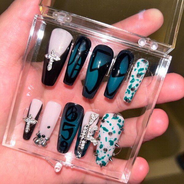 G59 Suicideboys Greyday Airbrush Spiked Press on Nails | Custom ...