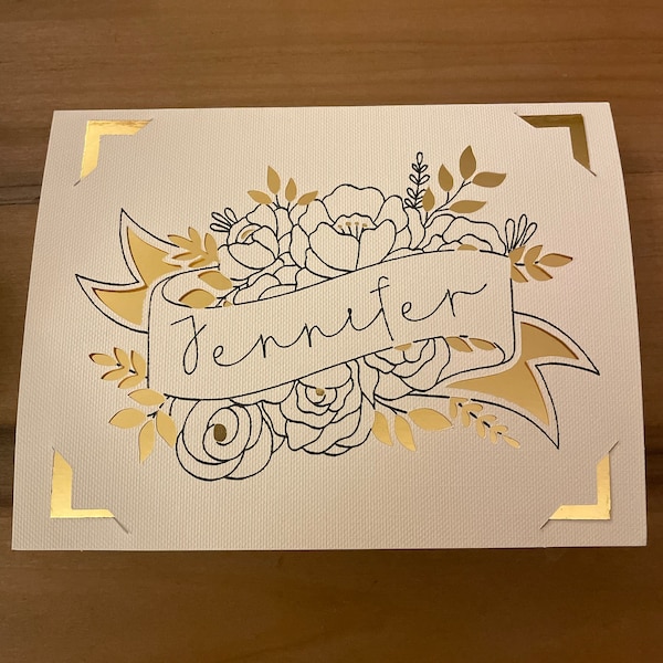 SVG: Floral Card Blank Insert Card. Cricut Joy Friendly. Draw and Cut ...