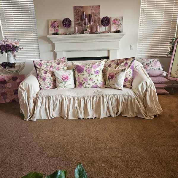 Slipcover | Ruffled Slipcover | Sofa Cover | Sofa Scarf | Slip Cover ...