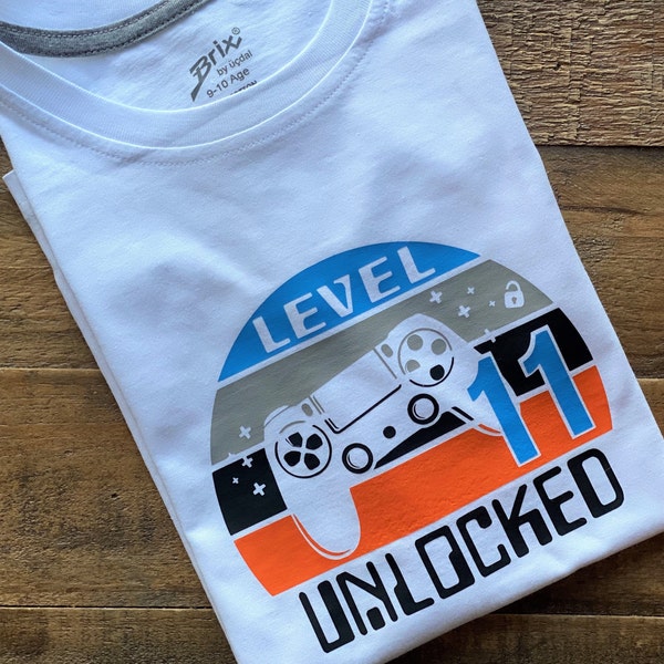 Level 11 Unlocked Svg 11th Birthday Boy Gamer / 11 Years Old Gamer T ...