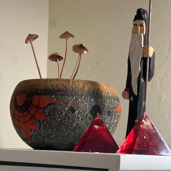 Hand Carved Wooden Folk Art Triangle Santa Claus Figure - Etsy