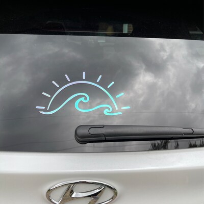 Wave Decal Sun Decal Wave and Sun Decal Beach Decal Ocean Sticker Car ...