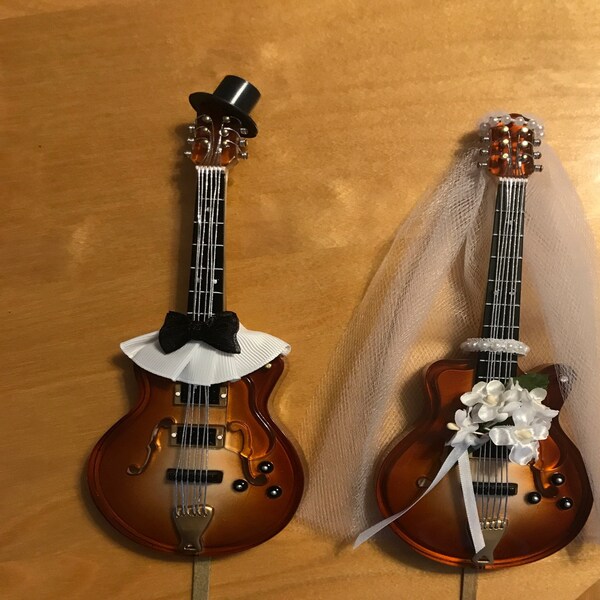 Guitar Wedding Cake Topper-bride-groom-musical Cake Topper-musician ...