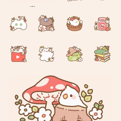 Cute Cottagecore App Icon Set Kawaii Aesthetic Theme for Android IOS ...