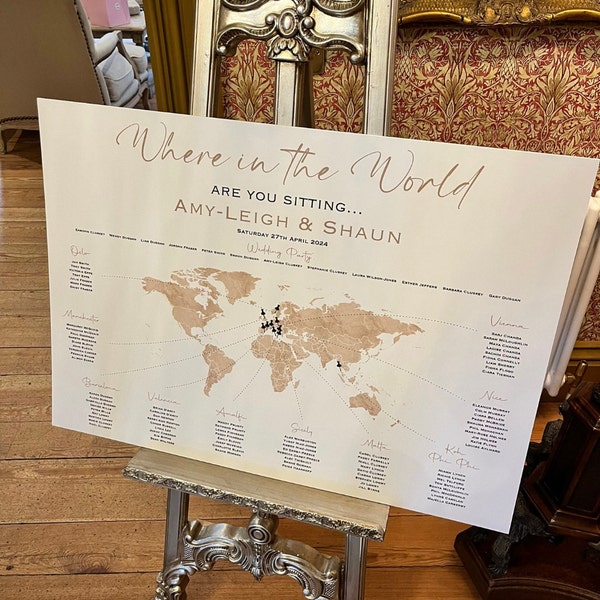 World Map Wedding Table Plan | Where in the World Are You Sitting ...