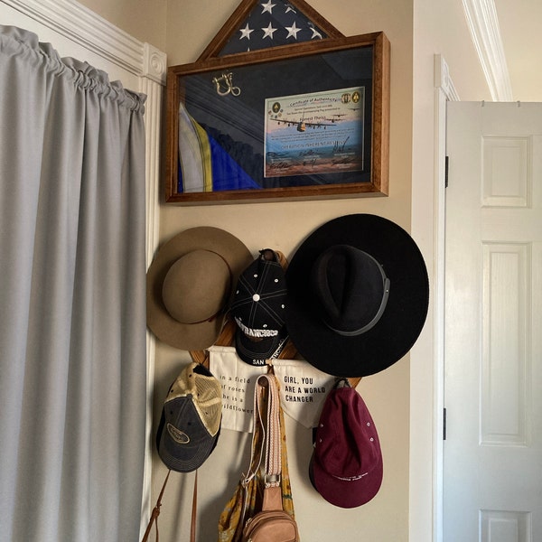 Military Retirement Shadow Box, American Flag and Certificate Wood Case ...