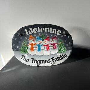 Hand Painted Sign Personalized Snowmen Slate Welcome Snowman | Etsy