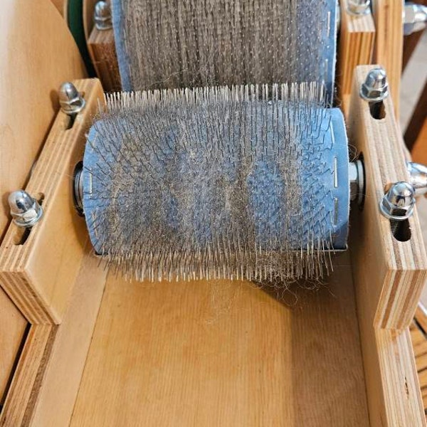 Set: Wooden Drum Carder for Wool and Fiber Combing Cardings Blending ...