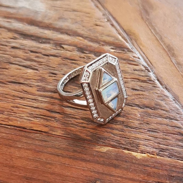 Three Stone Ring, Cancer Awareness, Breast Cancer Gift, Cancer Survivor ...