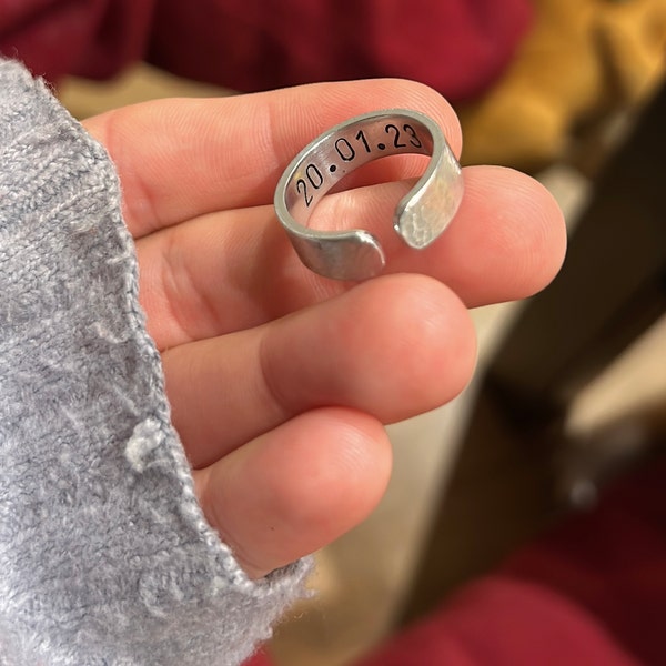 Scripture Ring Custom Bible Verse Ring Hand Stamped Cross Ring ...