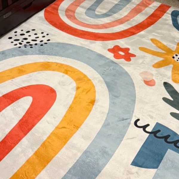 Scandinavian Nursery Rug|boho Rainbow Playroom Carpet|neutral Children ...