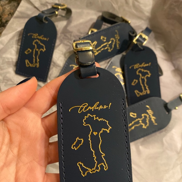 Italy Luggage Tag Wedding Favors | Bonded Leather Italian Olive Branch ...