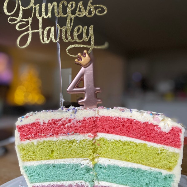 Personalized Name Princess Cake Topper, Birthday Glitter Cake Topper ...