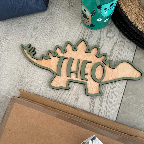 Dinosaur Name Sign Personalised Dino Kids Door Sign Boys Bedroom ...