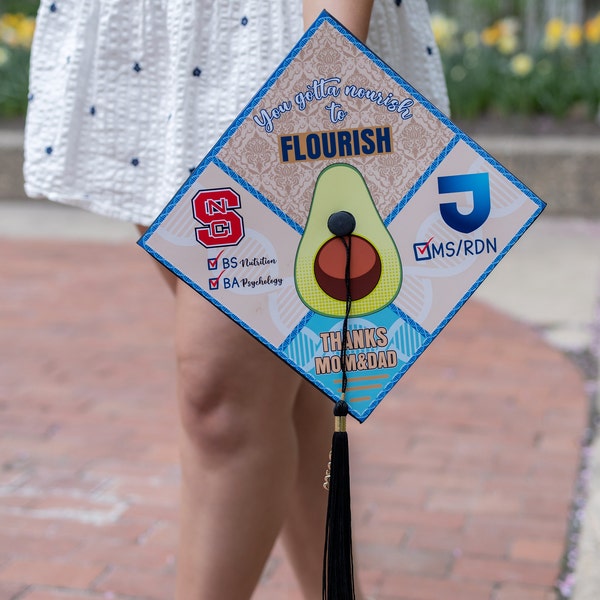 Personalized Science Printed Grad Cap, Psychology School Grad Cap ...