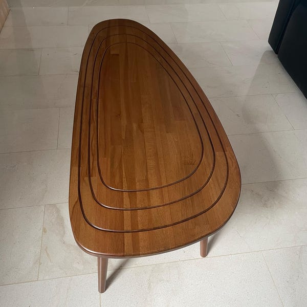 Wooden Oval Coffee Table Side Table, Rustic Mid Century Center Table ...