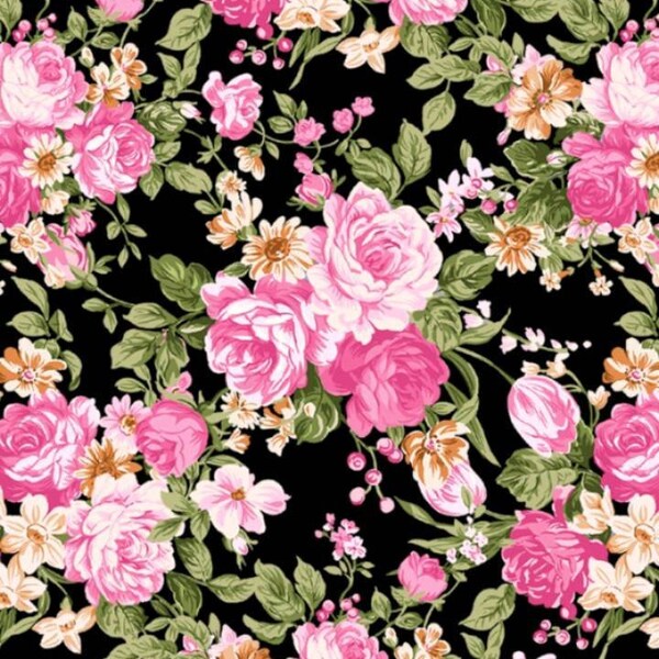 Light Pink Floral Digital Paper, Pink and Black Digital Paper Pack ...