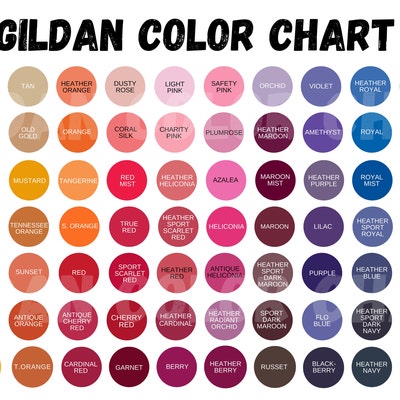 Gildan Color Chart, Gildan 5000 Color Chart, Gildan 2000 Color Chart ...